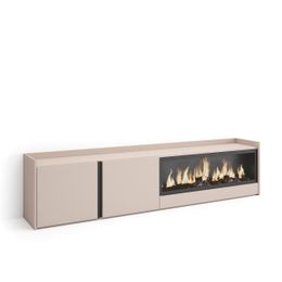 LOWBOARD, Beige, 212/35/50cm, Kamin mit Feuereffekt XXL