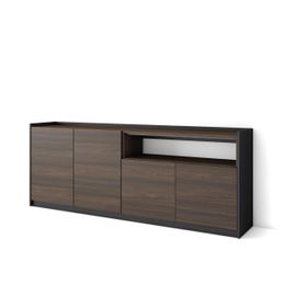 SIDEBOARD, Highboard, Dunkler Eiche und Schwarz, 207/37/80cm