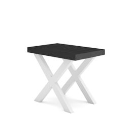 KONSOLENTISCH ausziehbar 58 bis 160cm, f&uuml;r 8 G&auml;ste, wei&szlig; schwarz, 90/58/73cm