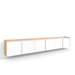 LOWBOARD, Wei&szlig; und Eiche, 309/35/50cm, H&auml;ngend