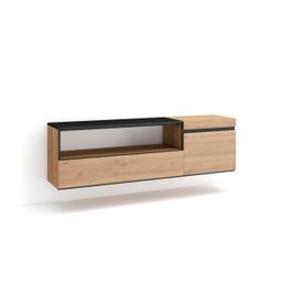 TV-SCHRANK eiche, schwarz, H&auml;ngend, 150/35/45cm