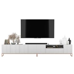 TV-LOWBOARD 2-er Set Elpis2 Wei&szlig; Matt mit Metallrahmen 150 cm