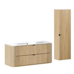 BADM&Ouml;BEL 120cm Mila 2er-Set Helle Eiche