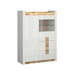 GESCHIRRSCHRANK Helios Wei&szlig; und Holz