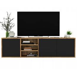 TV-LOWBOARD Apollo Eiche wotan Schwarz Matt 150 cm