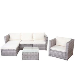 MCW POLY-RATTAN-GARNITUR Grau, Cremewei&szlig;