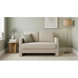 BRUNO Schlafsofa 120cm in Beige | stabiles Massivholz & Boxspringkomfort