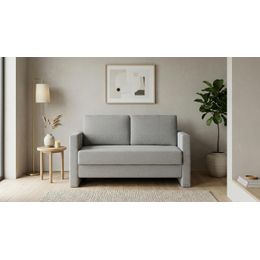 BRUNO Schlafsofa 120cm in Hellgrau | stabiles Massivholz & Boxspringkomfort