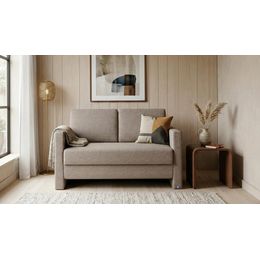 BRUNO Schlafsofa 120cm in Taupe Grau-Beige | stabiles Massivholz & Boxspringkomfort