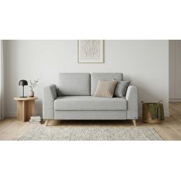BRUNO Schlafsofa 120cm in Silver Grey | stabiles Massivholz & Boxspringkomfort