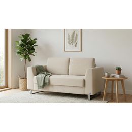 BRUNO Schlafsofa 120cm in Beige | stabiles Massivholz & Boxspringkomfort