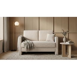 BRUNO Schlafsofa 120cm in Creme Ecru Beige | stabiles Massivholz & Boxspringkomfort