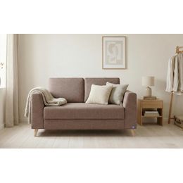 BRUNO Schlafsofa 120cm in Braun | stabiles Massivholz & Boxspringkomfort