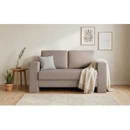BRUNO Schlafsofa 120cm in Taupe Grau-Beige | stabiles Massivholz & Boxspringkomfort