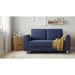 BRUNO Schlafsofa 120cm in Blau | stabiles Massivholz & Boxspringkomfort