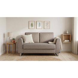 BRUNO Schlafsofa 120cm in Taupe Grau-Beige | stabiles Massivholz & Boxspringkomfort