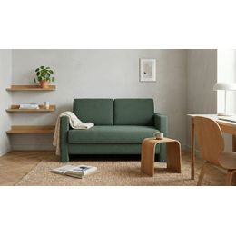 BRUNO Schlafsofa 120cm in Gr&uuml;n | stabiles Massivholz & Boxspringkomfort
