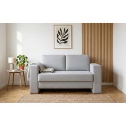 BRUNO Schlafsofa 120cm in Hellgrau | stabiles Massivholz & Boxspringkomfort