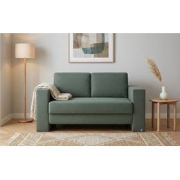 BRUNO Schlafsofa 120cm in Gr&uuml;n | stabiles Massivholz & Boxspringkomfort