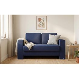 BRUNO Schlafsofa 120cm in Blau | stabiles Massivholz & Boxspringkomfort