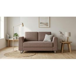 BRUNO Schlafsofa 120cm in Braun | stabiles Massivholz & Boxspringkomfort