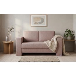 BRUNO Schlafsofa 120cm in Blush Rosa | stabiles Massivholz & Boxspringkomfort