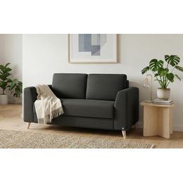 BRUNO Schlafsofa 120cm in Schwarz | stabiles Massivholz & Boxspringkomfort