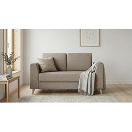 BRUNO Schlafsofa 120cm in Taupe Grau-Beige | stabiles Massivholz & Boxspringkomfort