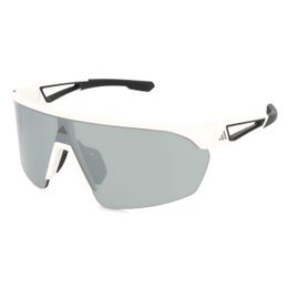 Adidas SP0103 | Unisex-Sonnenbrille | Fassung: Halbrand, Monoscheibe, Kunststoff, Wei&szlig; | Glasfarbe: Grau Verlaufend
