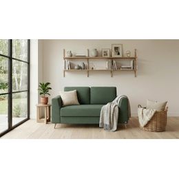 BRUNO Schlafsofa 120cm in Gr&uuml;n | stabiles Massivholz & Boxspringkomfort