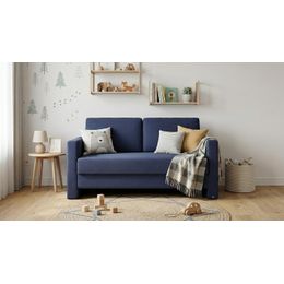BRUNO Schlafsofa 120cm in Blau | stabiles Massivholz & Boxspringkomfort