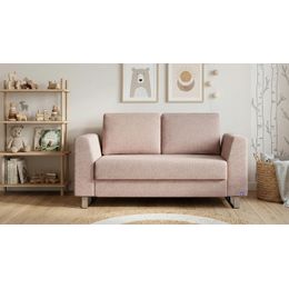 BRUNO Schlafsofa 120cm in Blush Rosa | stabiles Massivholz & Boxspringkomfort