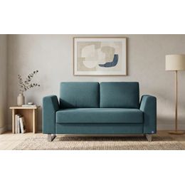 BRUNO Schlafsofa 120cm in Petrol | stabiles Massivholz & Boxspringkomfort