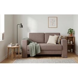 BRUNO Schlafsofa 120cm in Braun | stabiles Massivholz & Boxspringkomfort