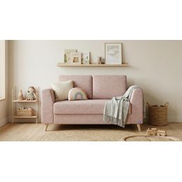 BRUNO Schlafsofa 120cm in Blush Rosa | stabiles Massivholz & Boxspringkomfort