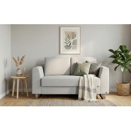 BRUNO Schlafsofa 120cm in Hellgrau | stabiles Massivholz & Boxspringkomfort
