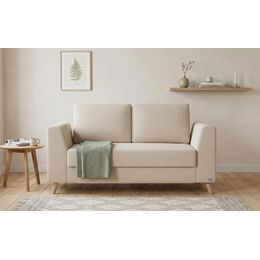 BRUNO Schlafsofa 120cm in Beige | stabiles Massivholz & Boxspringkomfort
