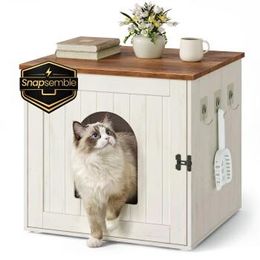 SONGMICS HOME Katzenklo-Schrank, Snapsemble - superschnelle Montage, Katzenschrank, doppelte Verschl&uuml;sse, Katzenhaus