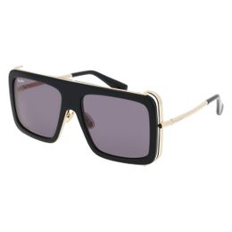 MaxMara Max Mara MM0119 JEAN | Damen-Sonnenbrille | Fassung: Vollrand, Pilot, Acetat, Schwarz Gl&auml;nzend | Glasfarbe: Grau