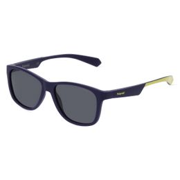 Polaroid PLD 8052/S | Unisex-Sonnenbrille | Fassung: Vollrand, Quadratisch, Kunststoff, Blau Matt | Glasfarbe: Grau