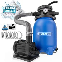 Monzana Sandfilteranlage MZPF180 5000L/h bis 15000L Pool mit Filterb&auml;llen 7 Wege Ventil