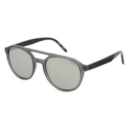 HUGO BOSS HUGO HG 1305/S | Herren-Sonnenbrille | Fassung: Vollrand, Rund, Kunststoff, Grau | Glasfarbe: Grau Spiegel Silber