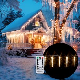 Monzana Lichterkette Eiszapfen Warmwei&szlig; 13m