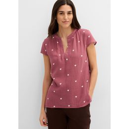 bonprix Musselin-Tunika, lila, Gr.46, Musselin-Tunika mit Fl&uuml;gel&auml;rmel, 100% Baumwolle