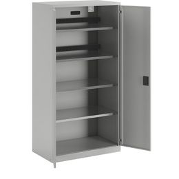 LISTA Akku-Ladeschrank, 4 Fachb&ouml;den, Vollblecht&uuml;ren, 2 Energieleisten r&uuml;ckseitig mit FI/LS-Schalter, grau