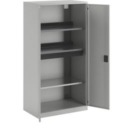 LISTA Akku-Ladeschrank, 3 Fachb&ouml;den, 2 Schubladen, Vollblecht&uuml;ren, grau