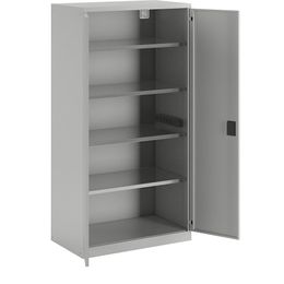 LISTA Akku-Ladeschrank, 4 Fachb&ouml;den, Vollblecht&uuml;ren, Energieleiste seitlich, grau
