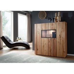 Highboard Wild-/Zerreiche 132x43x138 natur ge&ouml;lt FRANKFURT #117