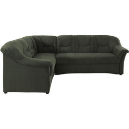 Ecksofa DOMO collection "SARAFINA 240x190 cm, auch mit Federkern f&uuml;r mehr Sitzkomfort", gr&uuml;n, B:240cm H:83cm T:190cm, Microfaser PRIMABELLE (100% Polyester) / Struktur (90% Polyester; 10% Polyacryl);Luxus-Microfaser (92% Polyester, 8% Nylon);Microfaser PRIMABELLE (100% Polyester), Sofas, Ecksofa, whlw. mit Bettfunktion, elegantes Design, L-Form