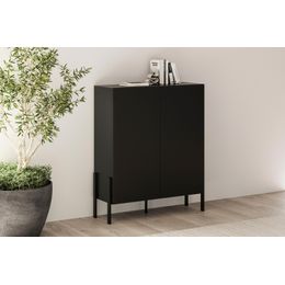 Kommode OTTO HOME "Jukon, Breite 110 cm, moderne grifflose Hochschrank, 2T&uuml;ren", schwarz, B:110cm H:135cm T:40cm, Sideboards, Kommode, Highboard mit viel Stauraum, push-to-open-Funktion